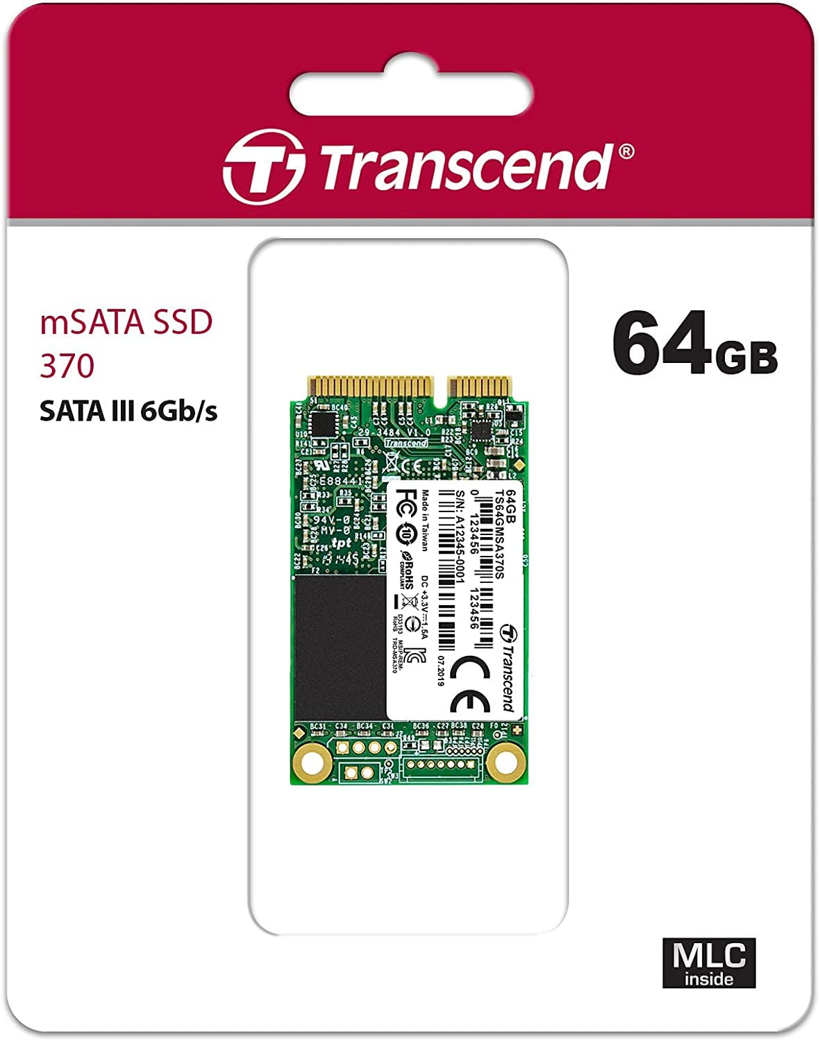 Transcend 256GB SATA III 6Gb/s MSA370 mSATA SSD 370 Solid State Drive TS256GMSA370