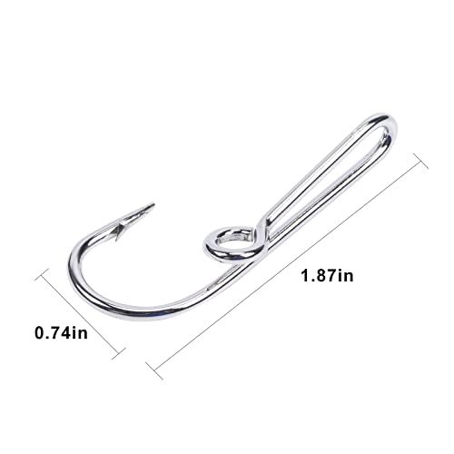 Goture 5Pcs Fish Hook Hat Clips High Carbon Steel Clasp Money Clips Cap Tie Pins Black/Silver