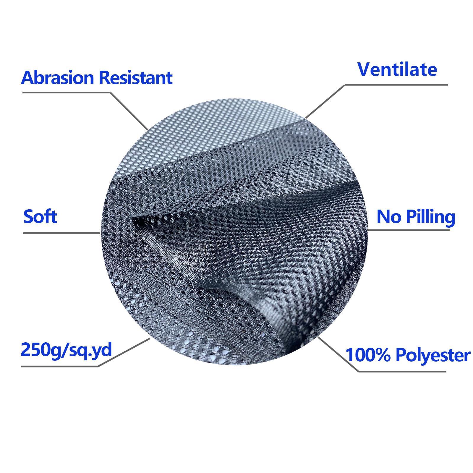 Mesh Fabric Netting Black Fabric Netting Soft Mesh Fabric for Sewing, Crafts,Shopping Bag, Backpack Pocket and Straps and Netting Clothes (Black(19×61INCH))