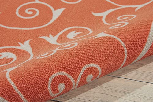 Nourison Home & Garden Indoor/Outdoor Orange 5'3" x 7'5" Area -Rug, Easy -Cleaning, Non Shedding, Bed Room, Living Room, Dining Room, Kitchen, Backyard, Deck, Patio (5x7)