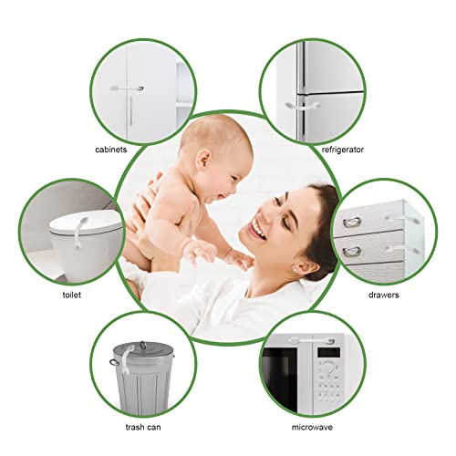 Baby Proofing Cabinet Strap Locks, Aiyoo baby Child Proof Latches Locks with 3M Adhesive (4 Pack) for Drawers, Cabinets, Ovens, Refrigerators, Toilets, Doors and Appliance