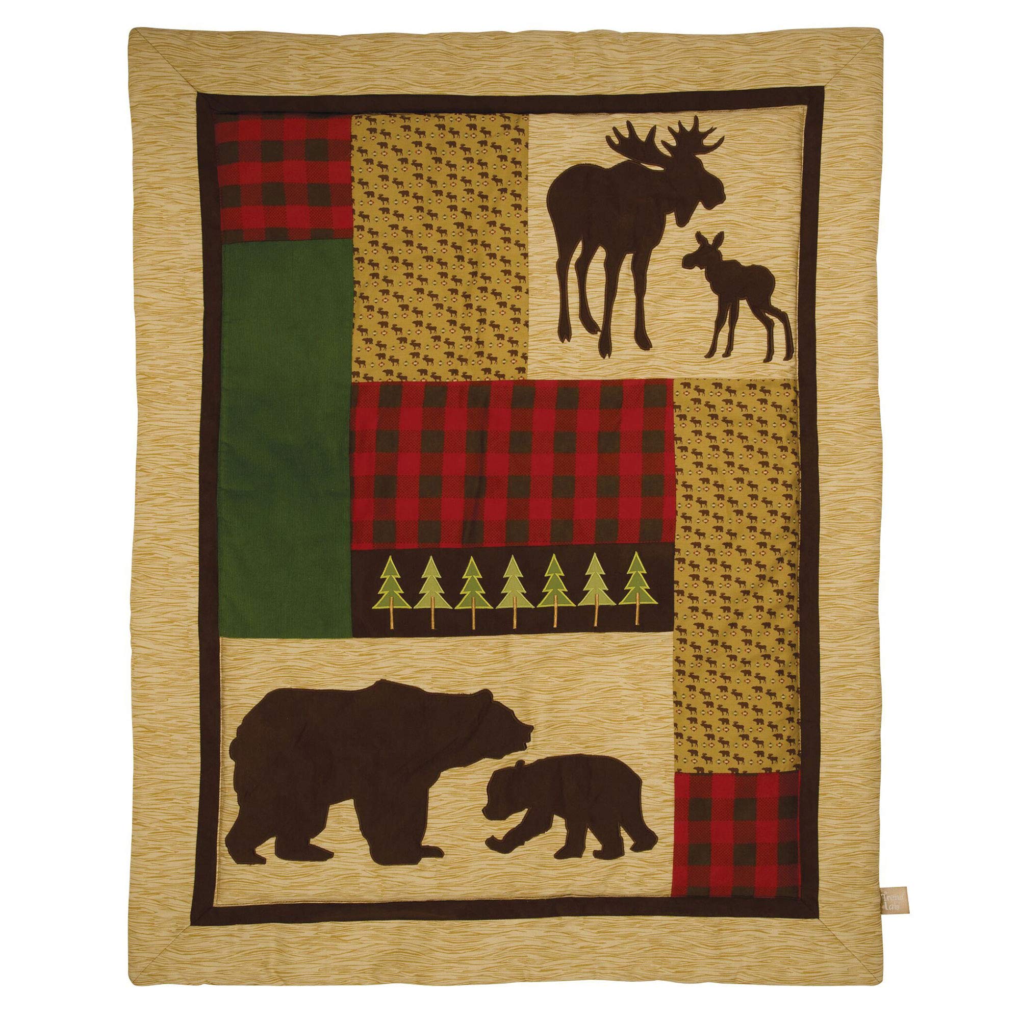 Trend Lab Northwoods 3 Piece Crib Bedding Set, Can Be Used As A Blanket Or A Playmat for Tummy Time, Includes Quilt, Fitted Crib Sheet and Skirt