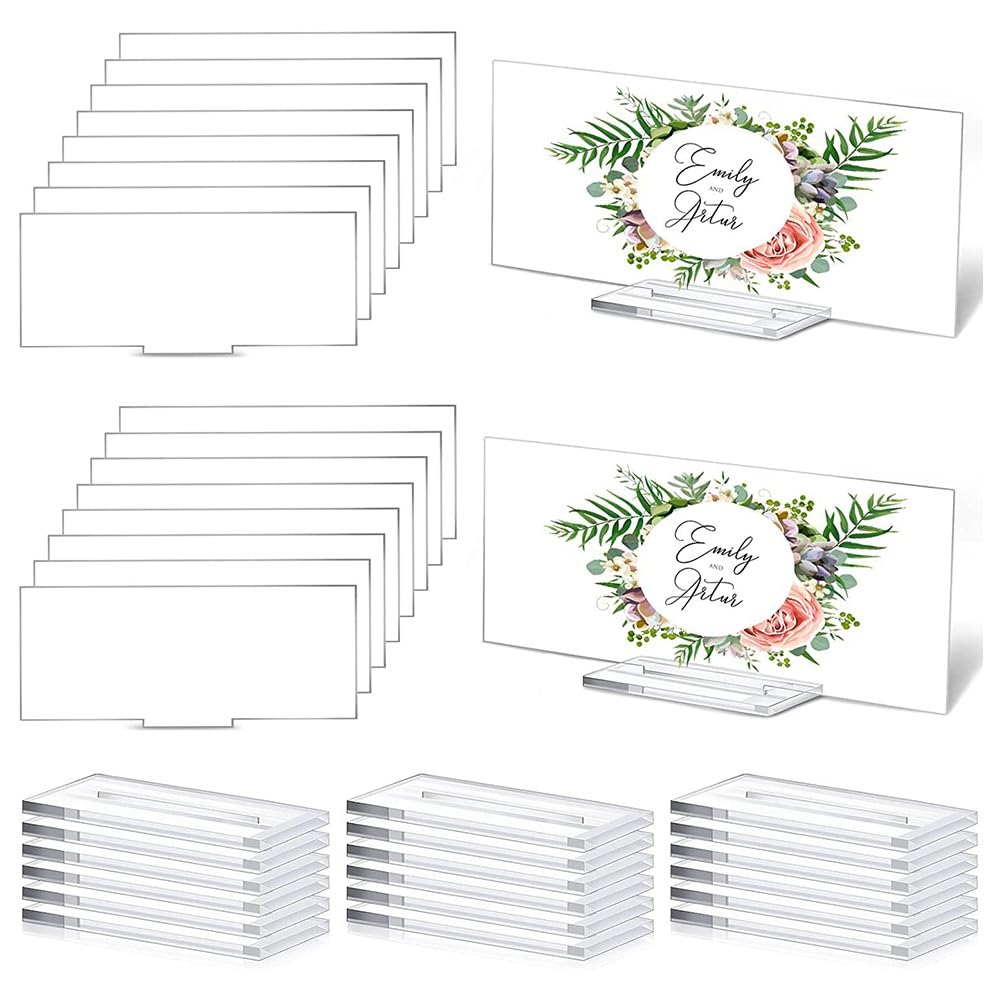 Soaying 20Sets Acrylic Sign Acrylic Table Signs with Stand, Blanks Acrylic Table Numbers for Wedding and Food & Beverage Decor