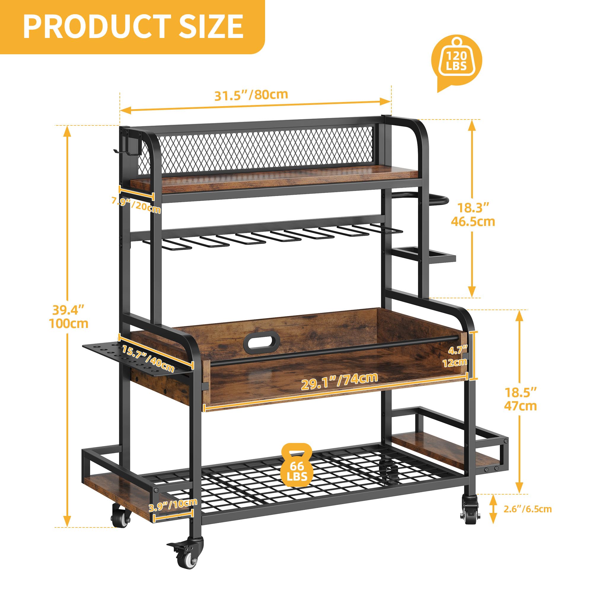 DWVO Large Power Tool Organizer Cart with Wheels, Rolling Garage Tool Organizer Cart with Movable Shelves, Power Tool Storage Cart for Mechanic Workshop Garage Gift for Men