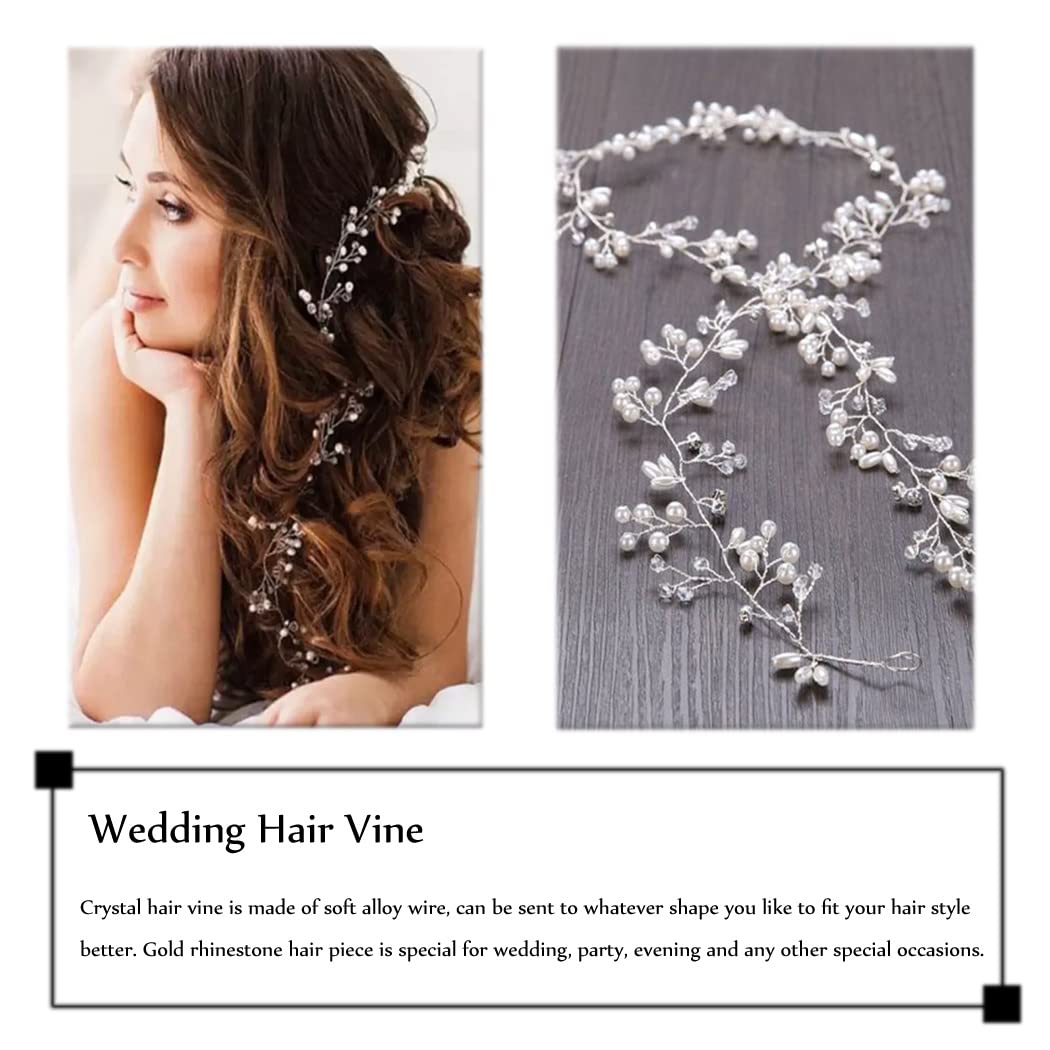 Artio Bride Wedding Hair Vine Accessory Beaded Hair Piece Bridal Headpiece for Bride HV-580
