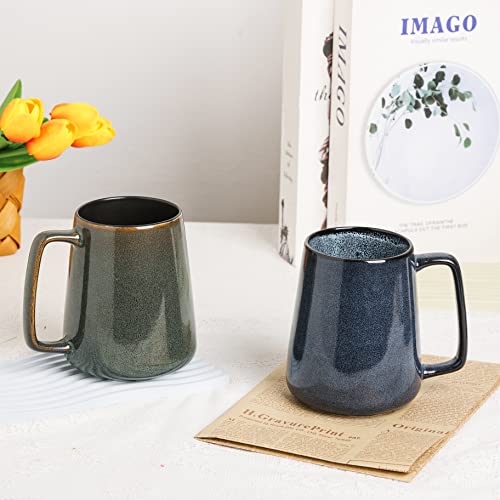 Large Ceramics Coffee Mugs,24 OZ,Large Handle Design,Extra Large Tea and Coffee Cup for Office and Home,Microwave And Dishwasher Safe(Color:24 oz green)