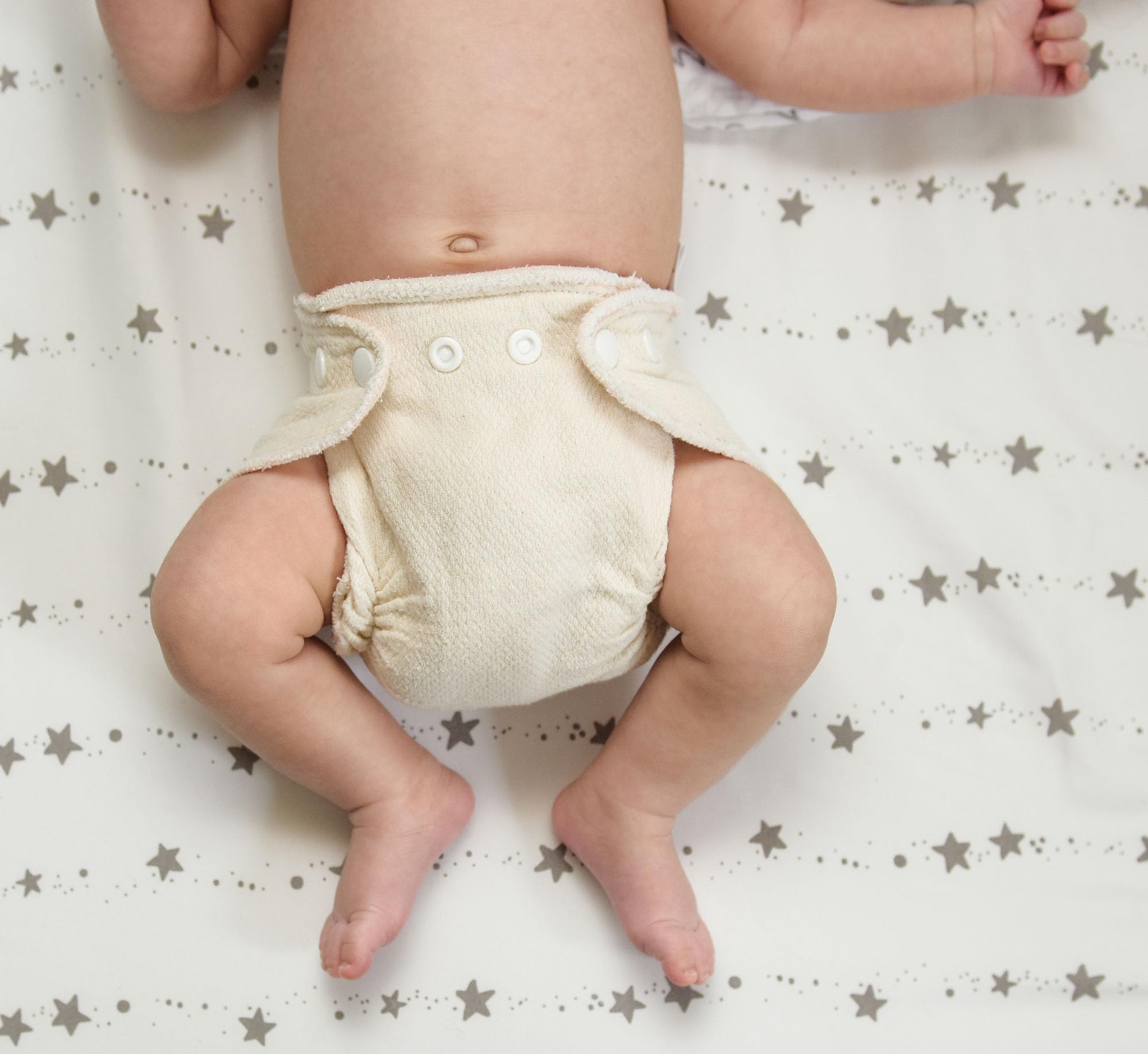 Osocozy Fitted Organic Diaper, 100% GOTS Certified Organic Cotton Birdseye Weave Fabric. Soft and Absorbent. Easy Snap Closures. Sewn in The USA. (Size: Small 7-13 Lbs)