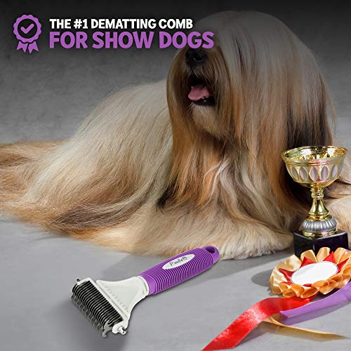 Poodle Pet Dematting Comb for Dogs β Handheld Undercoat Dematter Rake Grooming Tool for Long or Short Hair