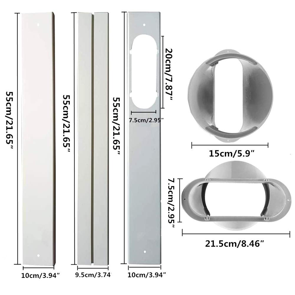 ANTFEES Portable Air Conditioner Replacement Window Vent Kit Plate,Adjustable Length Sliding Glass Doors AC Vent Kit for 15cm/5.9" Exhaust Hose