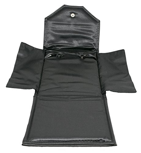 Novel Box Premium Large Black/Black Stitched Leatherette Pearl/Omega Necklace Folder + Custom NB Pouch