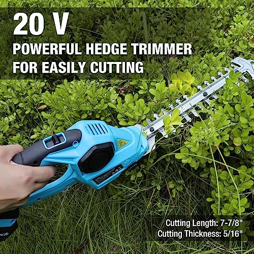 DURATECH 20V Cordless Hedge Trimmer Grass Shears Combo, 2-in-1 Handheld Shrubbery Hedge Trimmer Electric Rechargeable Grass Cutter for Garden - 2.0 Ah Lithium-Ion Battery and Quick Charger Included