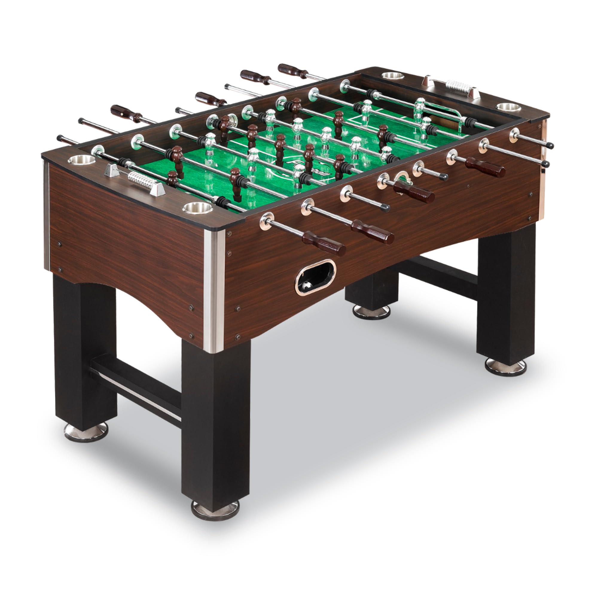 Hathaway Primo 56-In Foosball Table for Family Game Room - With E-Z Spin Bearings, Analog Scoring Units, Solid MDF Cabinet, Easy-Grip Handles & Adjustable Leg Levelers - Wood Grain Finish