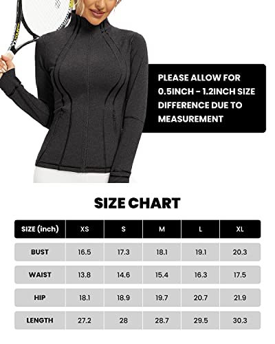 AVGO Women's Running Track Jacket Lightweight Athletic Slim Fit Track Jacket Gym Top Workout Clothes 2024(Charcoal Black, XL)