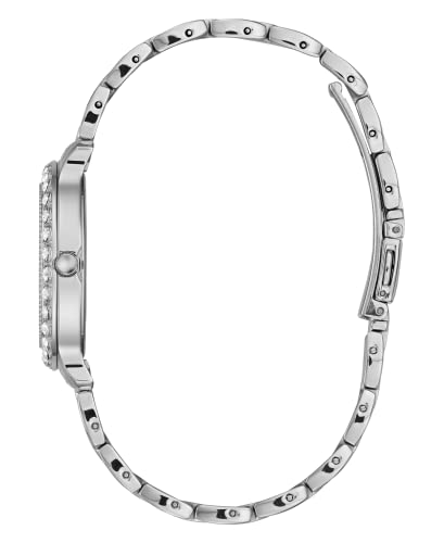 GUESS Ladies 34mm Watch - Silver Tone Bracelet Blue Dial Silver Tone Case