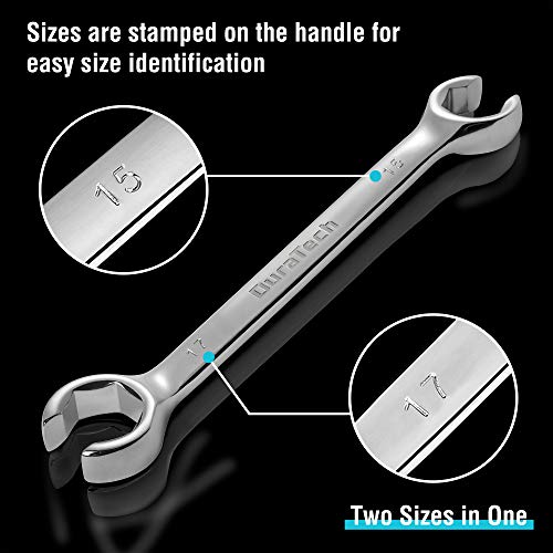 DURATECH Flare Nut Wrench Set, Metric, 3-piece, 10, 12, 13, 14, 15, 17mm, CR-V Steel, Organizer Pouch Included