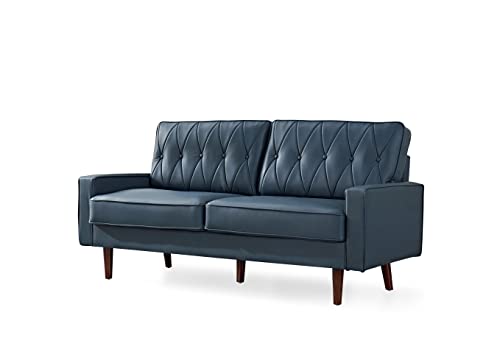 US Pride Furniture Modern Style Faux Leather 69.3ββ Wide with Round Tapered Legs Living Room Sofas, Blue