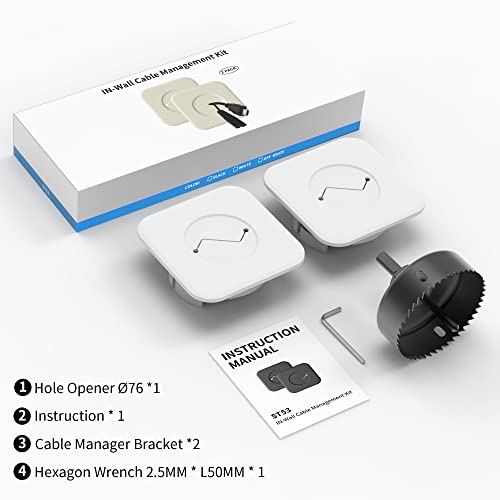 HomeMount TV Cord Hider Kit- Wire Hider Kit for Wall Mount TV, Cable Management Kit Hides TV Wires Behind The Wall(White)