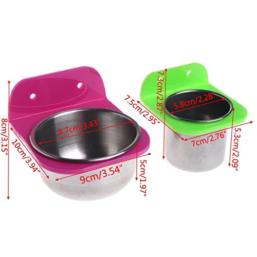 Hypeety Pet Birds Feeder Bowl Mirror Chew Toy Stainless Steel Cup Intelligence Toy for Small Parrots Macaw, African Greys, Cockatiels, Conure Cage Standing Swing Perch (Cage Cup L (3.31×2.05×1.97"))