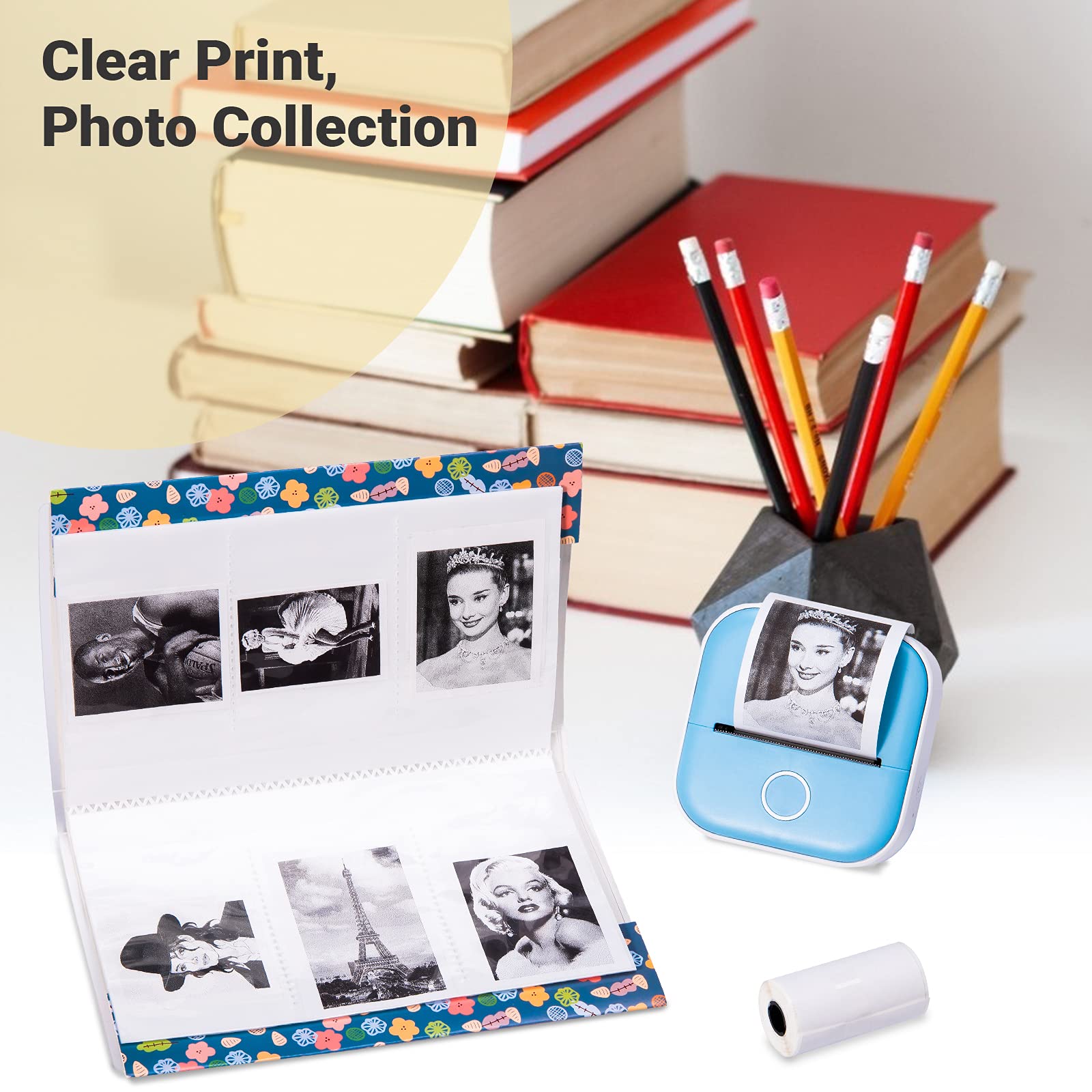 Ponek Thermal Pocket Printer Paper, White Self-Adhesive Paper Compatible with T02/M02X/M02L/Y02C/Q02 Bluetooth Mini Sticker Printer, Black On White Paper for Journal Photo, 50mm x 3.5m, 3 Rolls