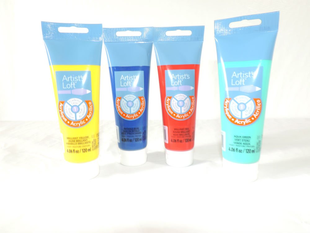 Artist loft Acrylic Paints 6 oz 4 Pack Bundle Yellow, Blue,Red, Aqua