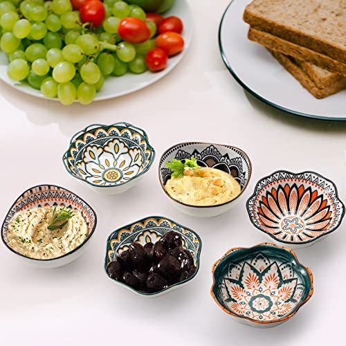 Foraineam 12 Pieces 3 Oz Porcelain Dip Bowl Set, Little Soy Sauce Dipping Bowls, Floral Mini Appetizer Dessert Condiments Server Dishes for Snack Sushi Ketchup, Vinegar, Sauce, Seasoning