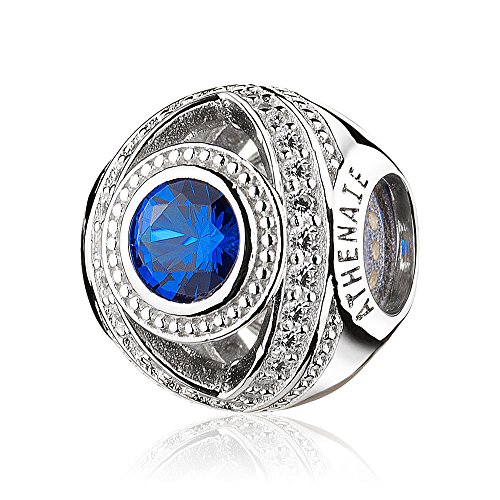 ATHENAIE 925 Sterling Silver Blue Clear CZ Evil Eye Bead Charms for European Bracelets