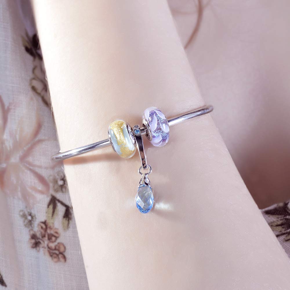 ATHENAIE Murano Glass 925 Sterling Silver Hawaiian Charms Leaf Bead for Bracelet Purple