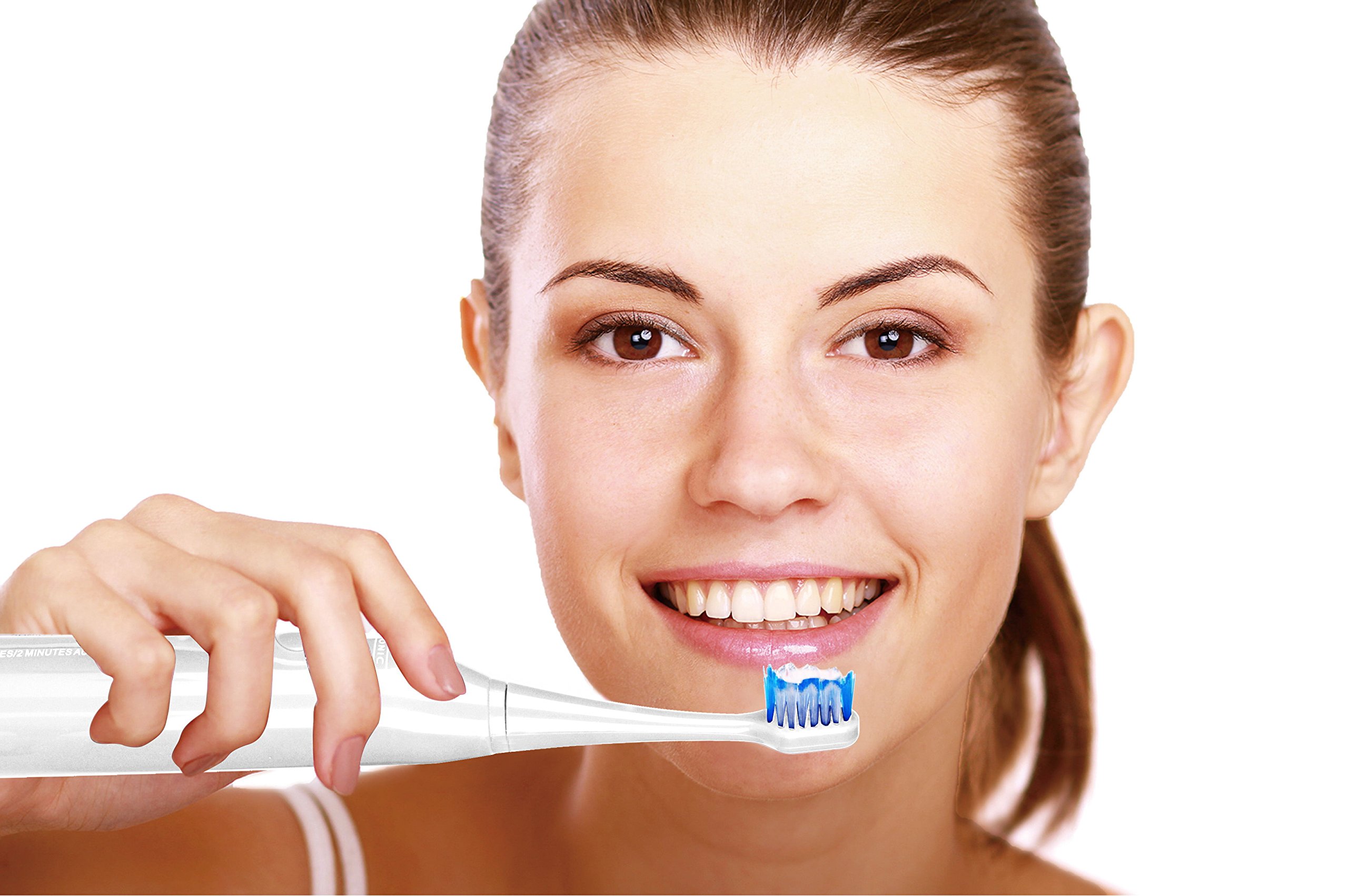 Pursonic S430 SmartSeries Electronic Power Rechargeable Sonic Toothbrush with 40,000 Strokes Per Minute, 12 Brush Heads Included (White)