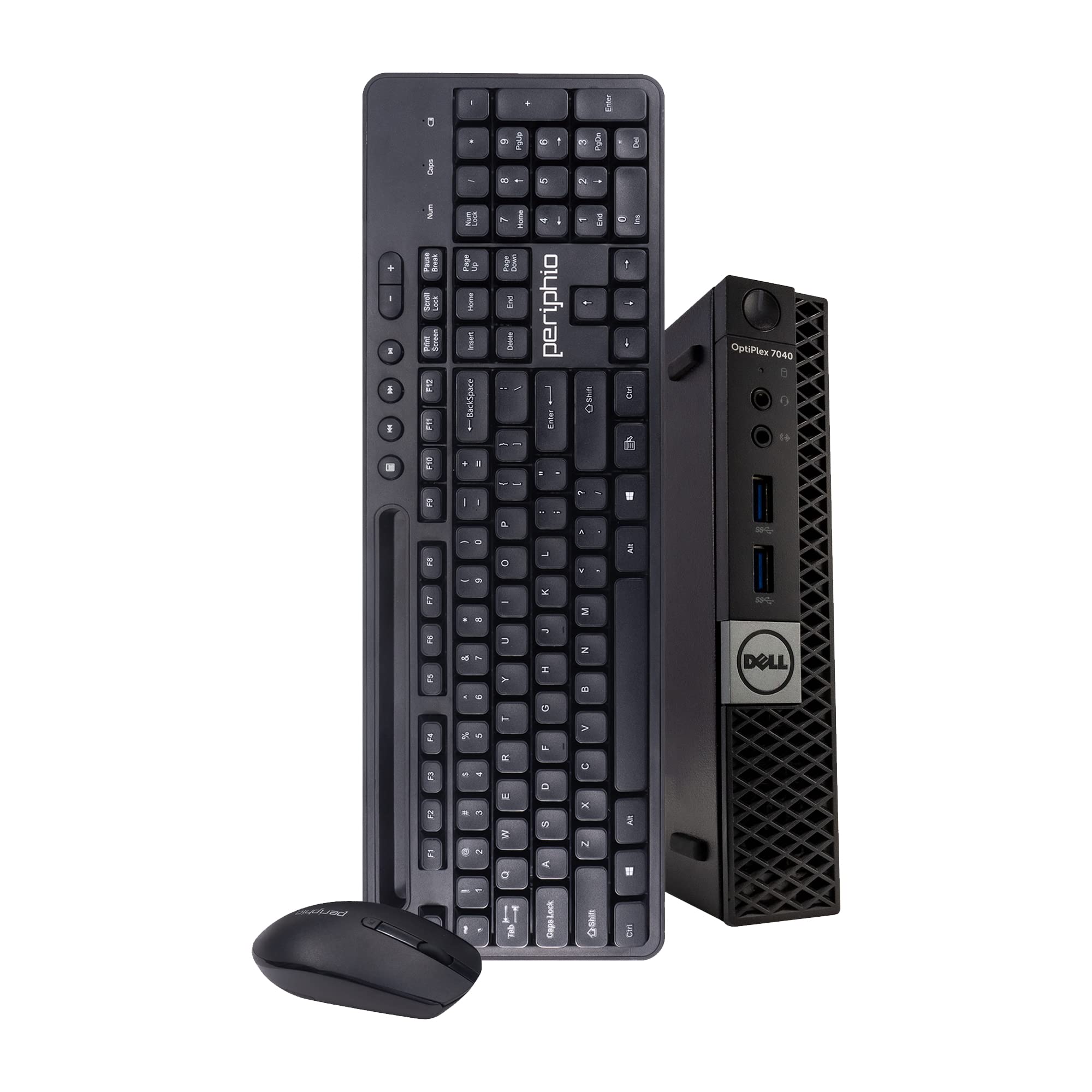 Dell Optiplex 7040 Micro Desktop Computer PC, Intel Quad Core i5, 16GB RAM, 1 TB SSD, Windows 10 Pro, Periphio Wireless Keyboard & Mouse (Renewed)