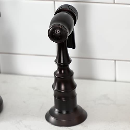 Kingston Brass KS7795PLBS English Country Bridge Kitchen Faucet with Brass Sprayer, Oil Rubbed Bronze