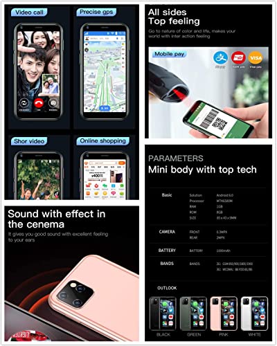 Cuifati XS11 2.5in Supper Mini Smart Phone, Unlocked Cellphone 6.0 1GB RAM 8GB ROM 2023 New Years Phone Gifts for Kids (Black)