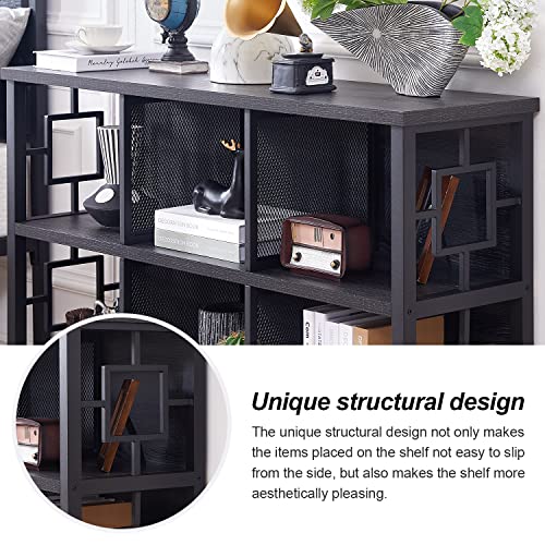 HOMISSUE 6 Cube Storage Organizer Shelf with 3 Storage Cube, Wood and Metal Cubby Bookcase,Horizontal Bookshelf,Multifunctional Metal Display Cabinet for Living Room and Office(Grey, 47 Inch)