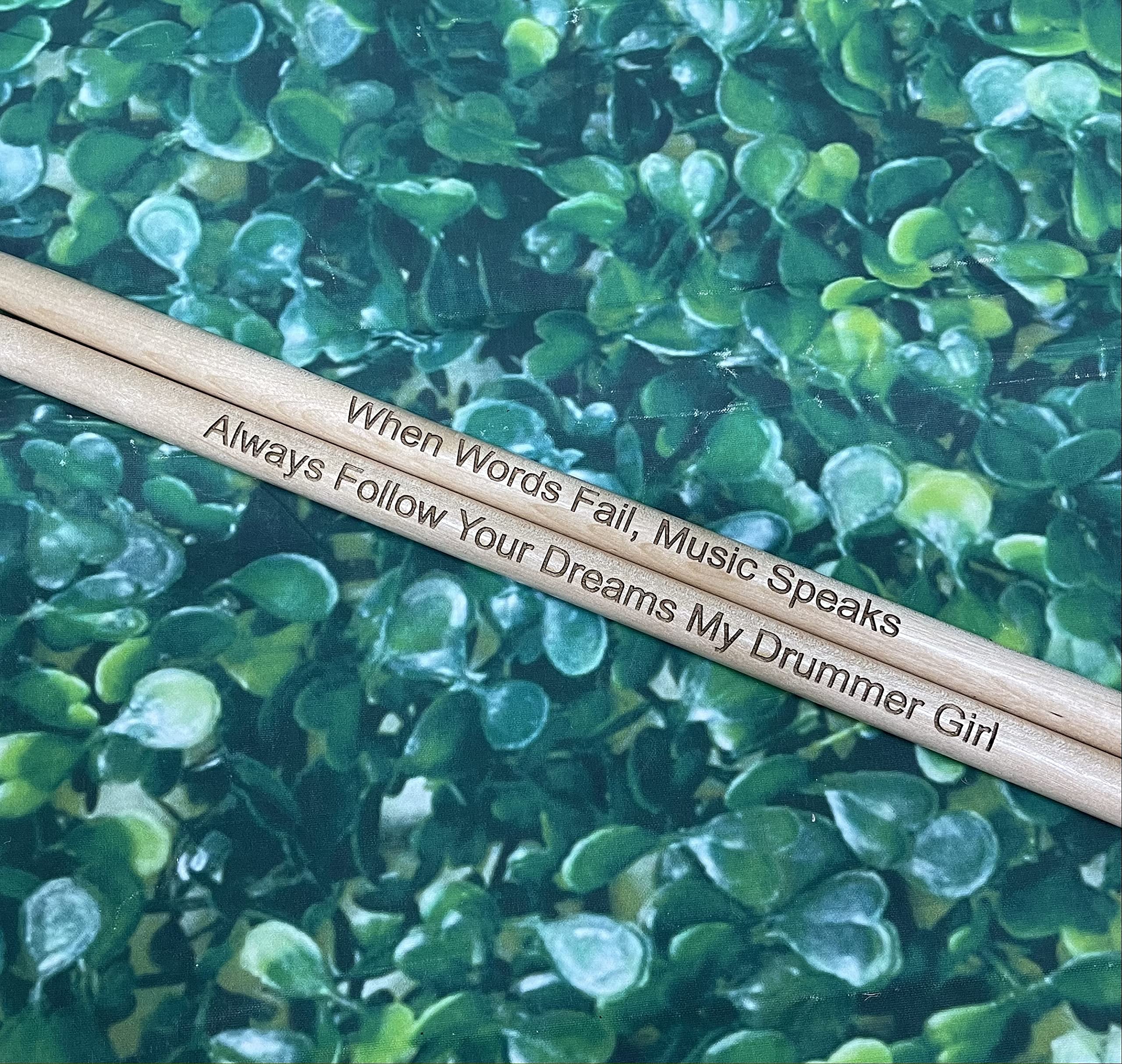 Drumsticks Set of Monogrammed Personalized Professional Grade Wooden Drumsticks