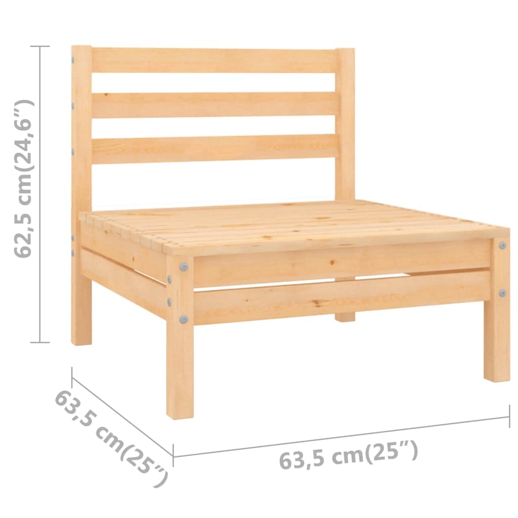 vidaXL Scandinavian Style Patio Middle Sofa Made from Solid Pinewood in Brown Finish, Easy to Assemble, Modular Design for Flexibility in Outdoor Arrangement, Product Weight: 14.66 Pounds