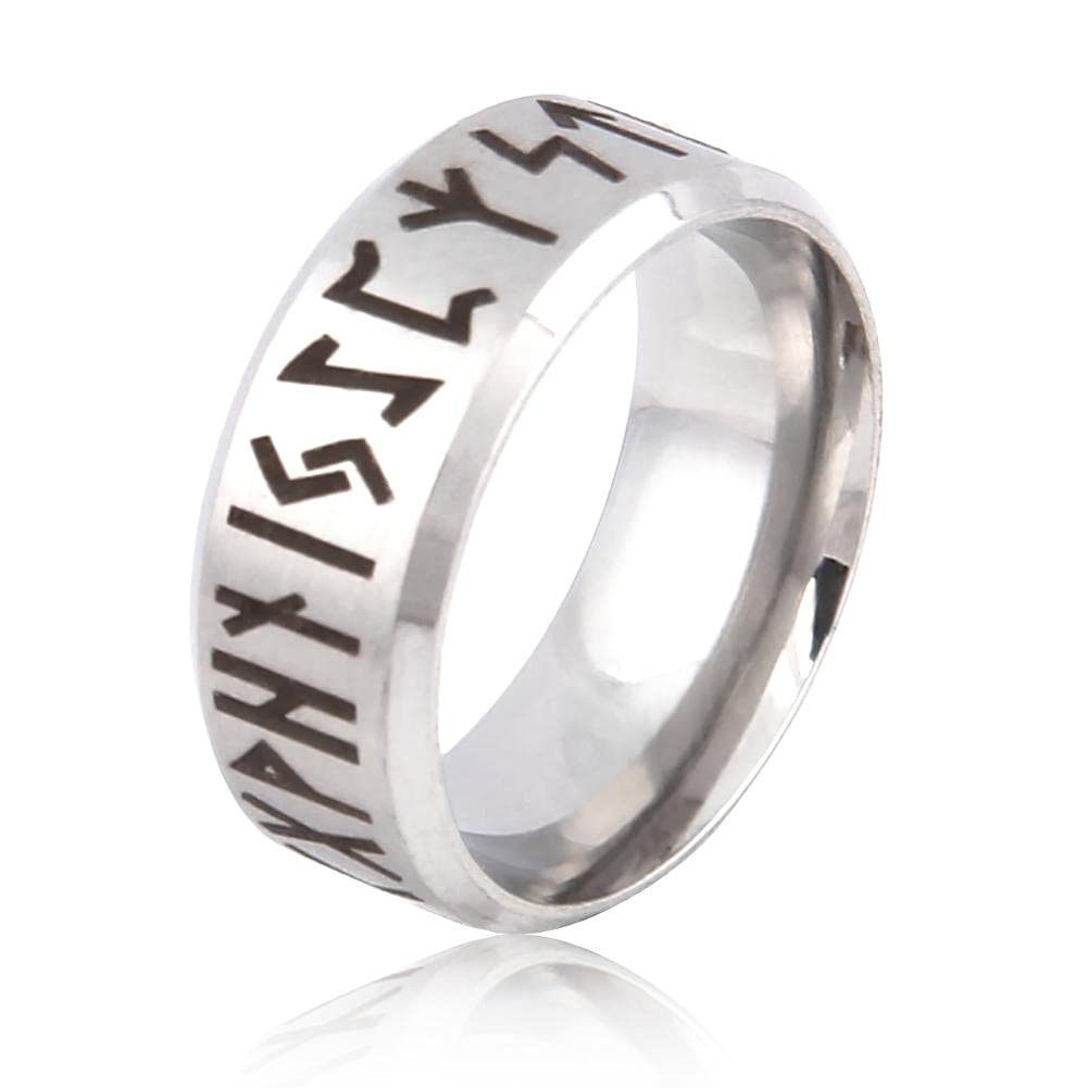BAVIPOWER Viking Celtic Runic Ring Unique Charming Vintage Stainless Steel Jewelry Protection Amulet For Men Women