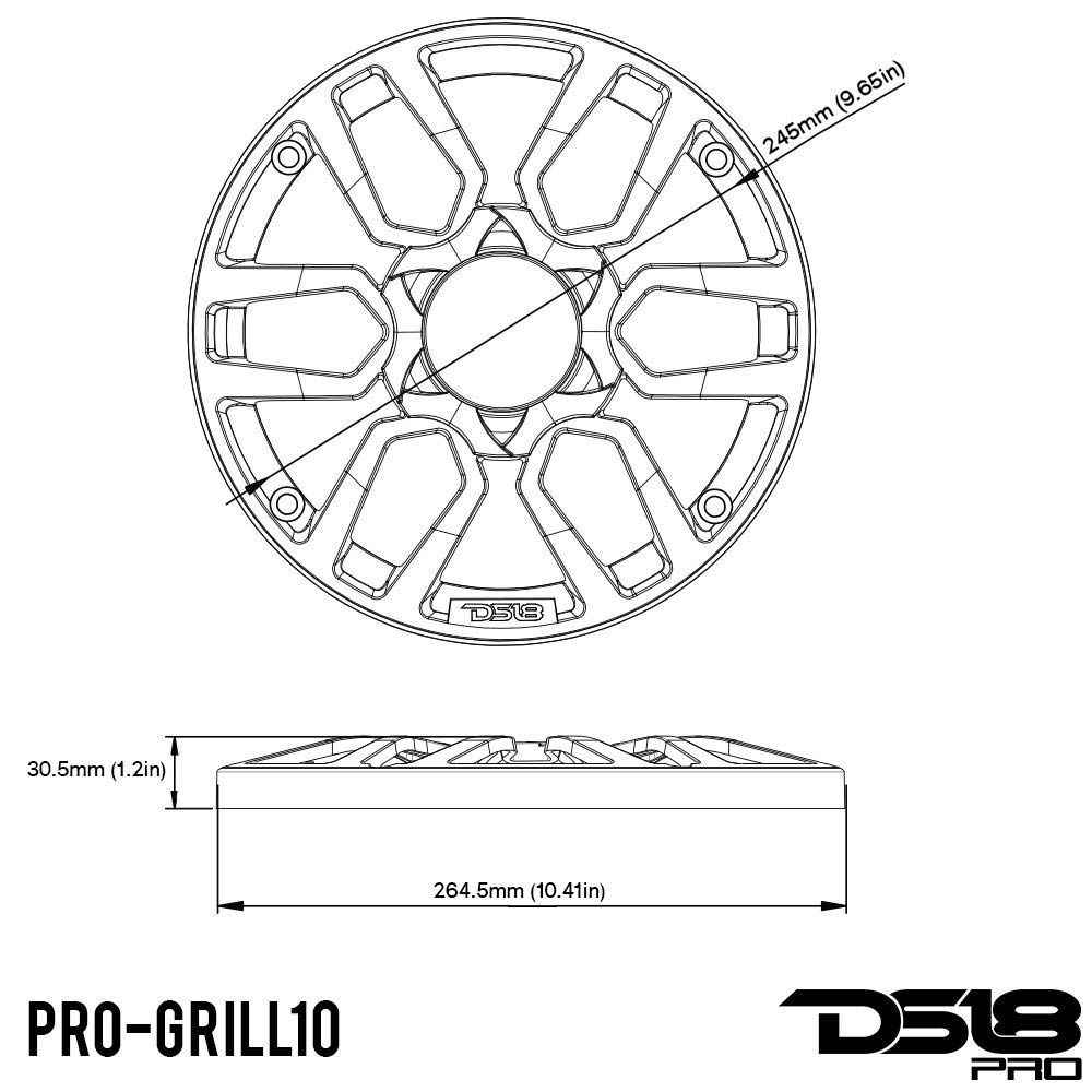 DS18 PRO-GRILL10 Speaker Cover - 10-Inch Car Audio Plastic Universal Speaker Grill Cover, Cover and Protect Your Speakers - Silver - Set of 2