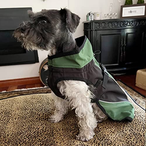 H.S.C.PET Reflective Dogs Raincoats Waterproof Shirts,Green Adjustable Puppy Lightweight Jacket, Doggie Windproof Warm Vest with Harness Hole