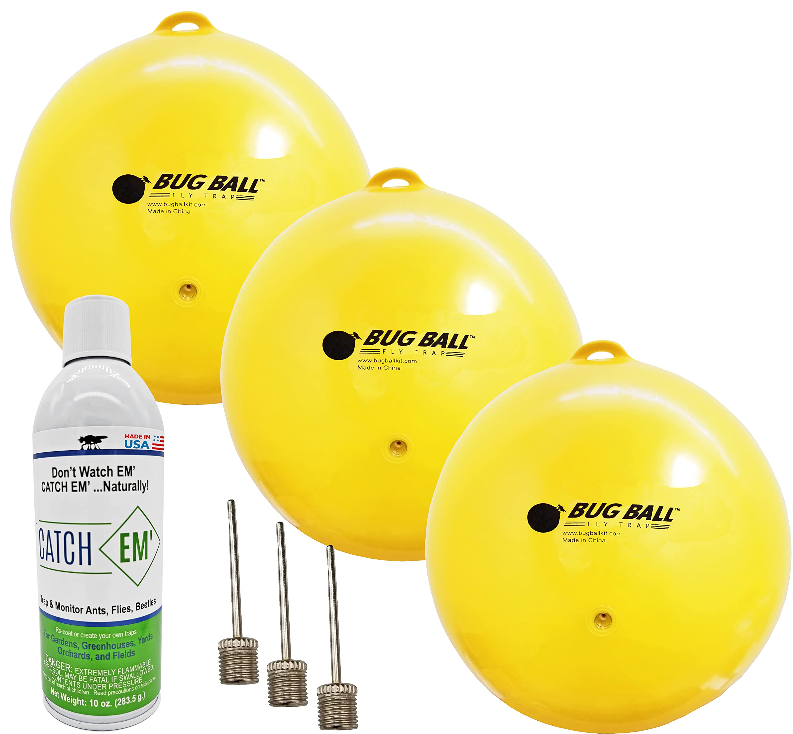 Bug Ball Gnat Ball 3 Pack Deluxe kit - Gnats, House Fly, No-See-Um, Aphids whiteflies,and Love Bugs Trap