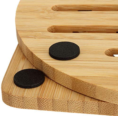 Lawei 8 Pack Bamboo Trivets with Dish Rack - Bamboo Trivet Mat Bamboo Hot Pads Trivet for Hot Dishes, Pot, Bowl, Teapot