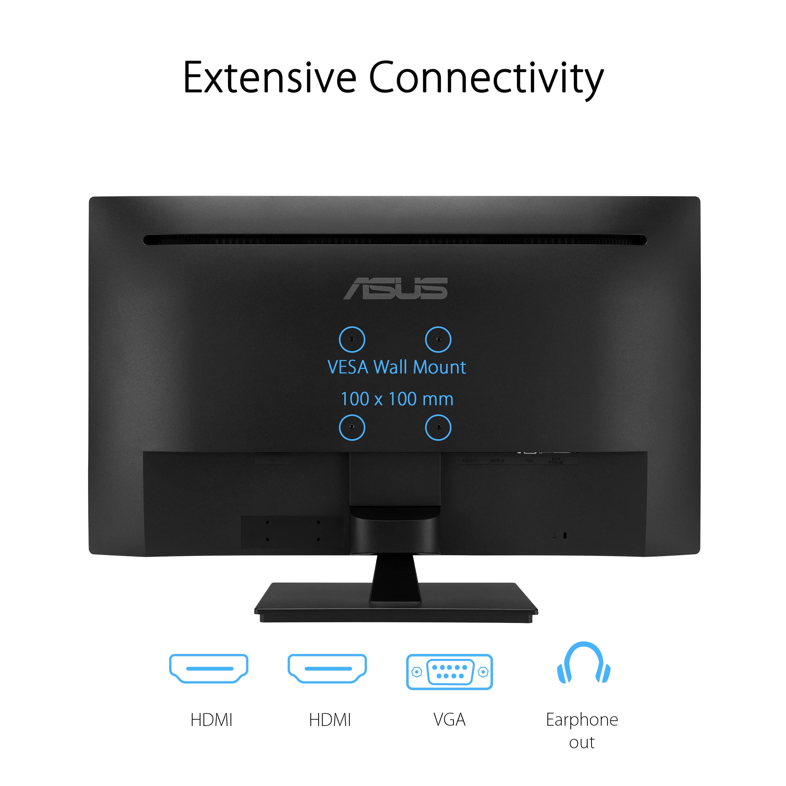 ASUS 31.5” 1080P Monitor (VA329HE) - Full HD, IPS, 75Hz, Adaptive-Sync, Eye Care, Low Blue Light, Flicker Free, HDMI, VGA, Wall Mountable, Tilt Adjustable (Renewed)