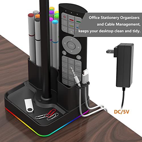 LED Cell Phone Stand for Desk with Pen Holder, Apple Watch Charger 2 in 1 KAFRI Desktop Tablet Holder Dock with 2 USB Charging Ports, Compatible with iWatch Series 6/5/4/3/2/1, iPhone 12 pro/X/X Max/8