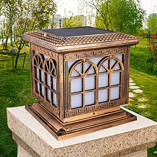 HSCW Flat-Topped Double Arches Solar Outdoor Light Waterproof Decorative Outside Wall Lamp Gate Pillar Stigma for Home Garden Column Street Lights Time: 8-12 Hours