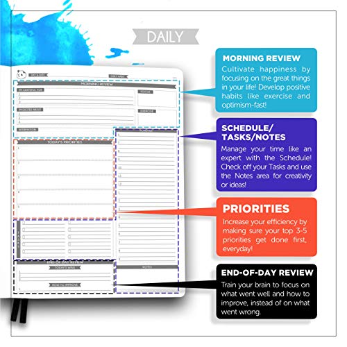 Panda Planner Pro - Best Daily Planner - Boost Happiness & Productivity - 6 Month Undated - Guaranteed Organization - Purple 8.5 x 11" Large Planner