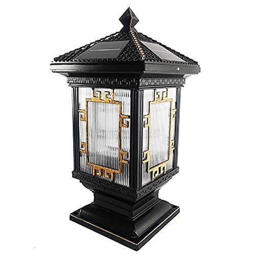HSCW Solar Waterproof Landscape Lightins Modern Aluminium Die-Casting Pillar Lamp Outdoor Main Gate Stigma Lighting Column Headlights Home Garden Solar Lights Outdoor Wall Lights Lights 3