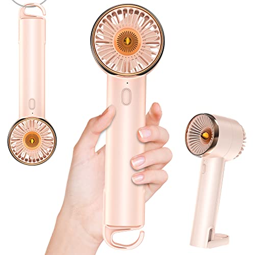 FrSara Mini Portable Handheld Fan, 2500mah Long Battery Life, Bladeless Fan, Beautiful Appearance, Safe to Use, 3-Speed Adjustable, with Hook, Can be Used as a Small Desktop Fan, Hook Fan(Pink)