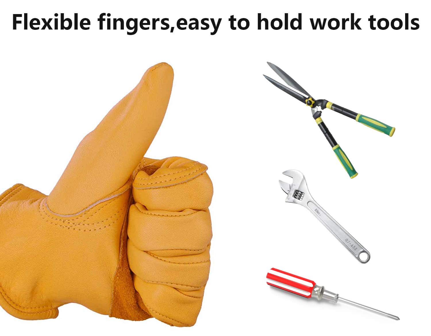OZERO Leather Work Gloves for Men: Medium 3 Pairs Cowhide Leather Working Gloves for Driving Heavy Duty Mechanic Ranch - Women Gardening Leather Glove