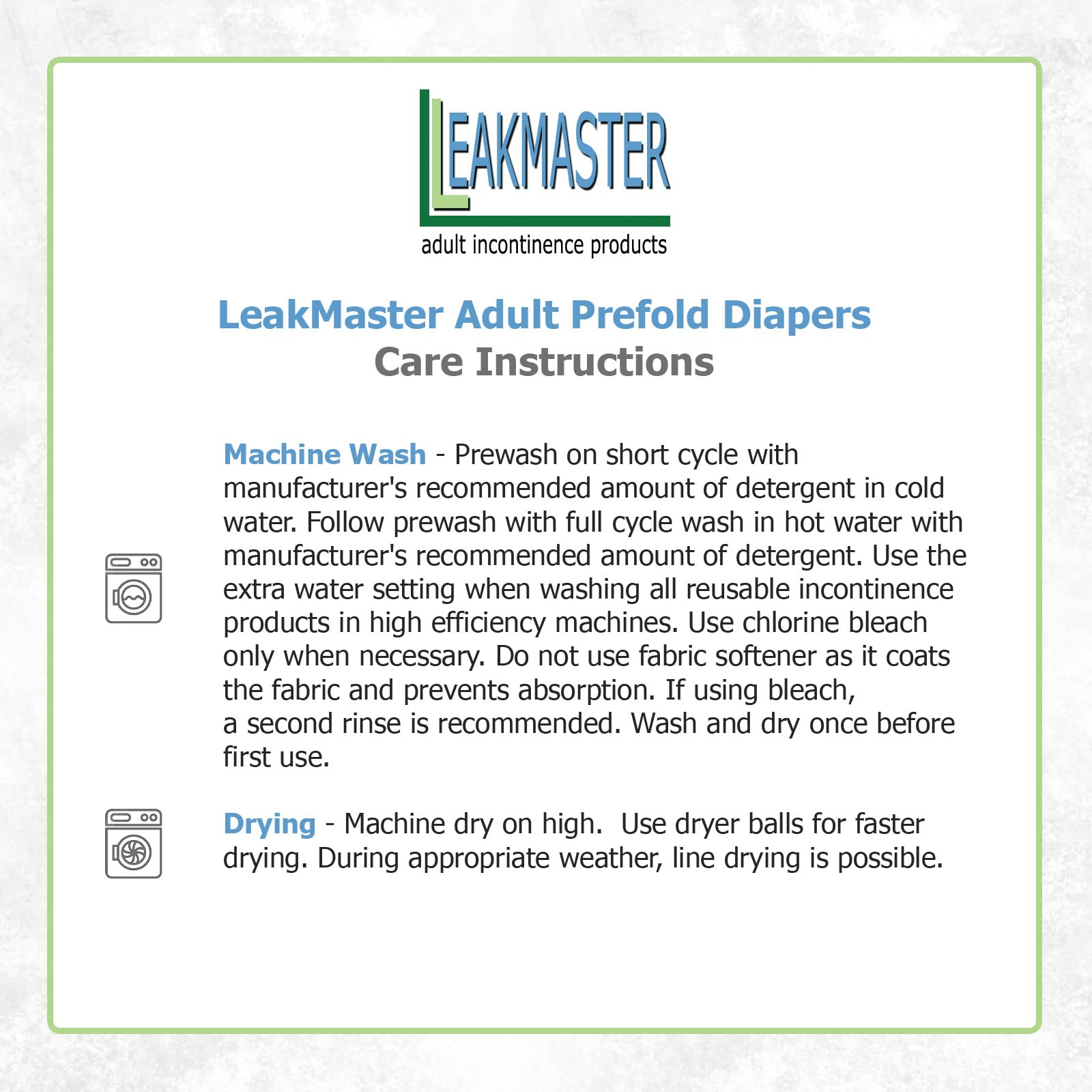 LeakMaster Adult Prefold Cloth Diapers Gauze Weave - 100% Cotton Adult Reusable Diapers - Soft & Durable - Sewn in The USA - Night Weight - Size Large