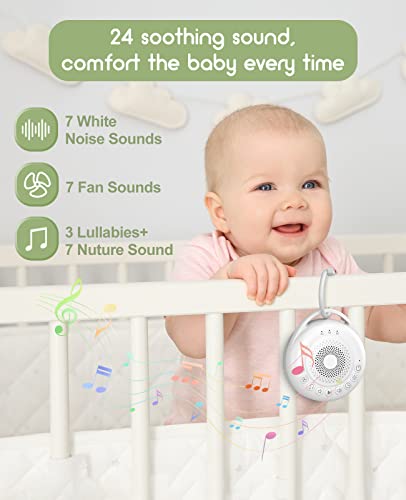 Portable Sound Machine Baby, Travel White Noise Machine Baby with USB Rechargeable, Sound Machine for Sleeping