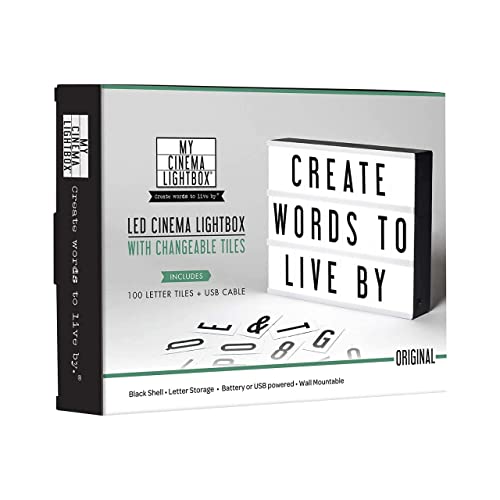 My Cinema Lightbox - Cinema Light Box, 12"x9" - Light Box with 100 Letters and Numbers - Personalised Light Box Sign, DIY Light Box Signs, Cinematic Color Changing