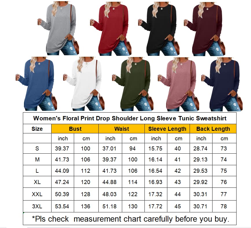 BETTE BOUTIK Plain white Tunic Womens Long Sweatshirt cotton Crewneck Sweatshirt Tops Long Sleeve Sweatshirts Plain Women's Plus Size Tops White Medium